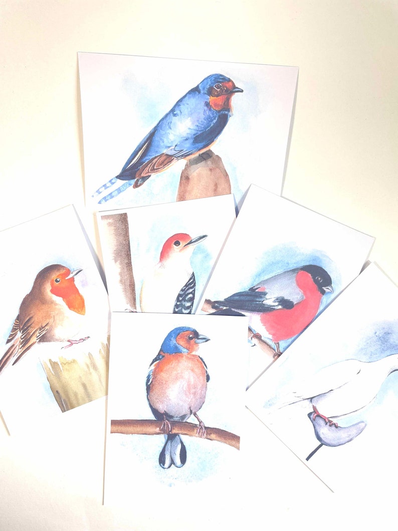Watercolour Bird Postcard Set 2 Pack of 6 Postcards - Pack of 6 ...