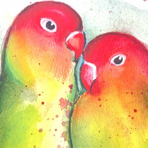 A4 Lovebird Watercolour Print - Fine Art Print - Gift -wall Art - Home ...