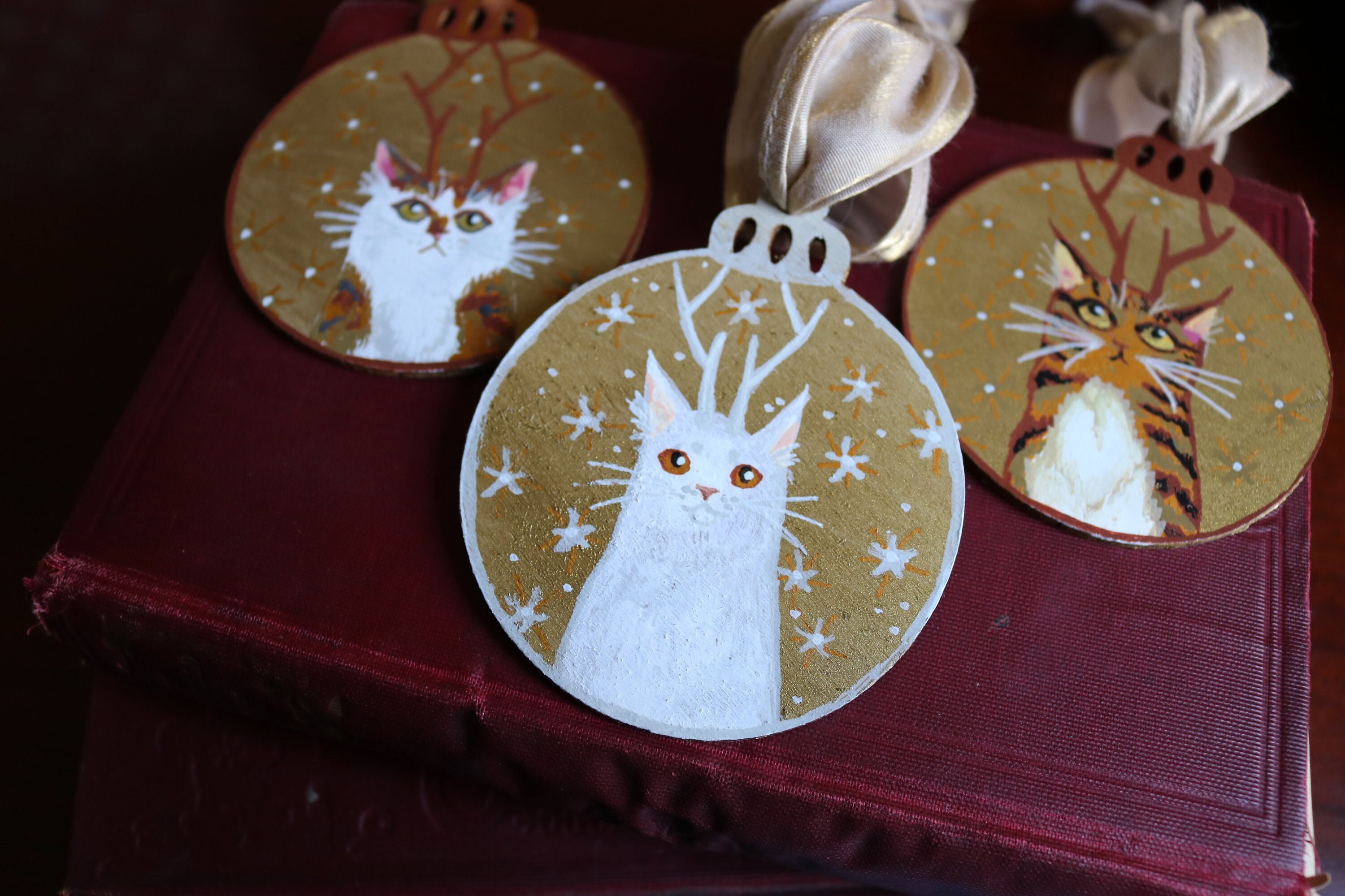 CUSTOM Hand-painted Cat Ornament / Personalized Christmas Gift for Cat ...