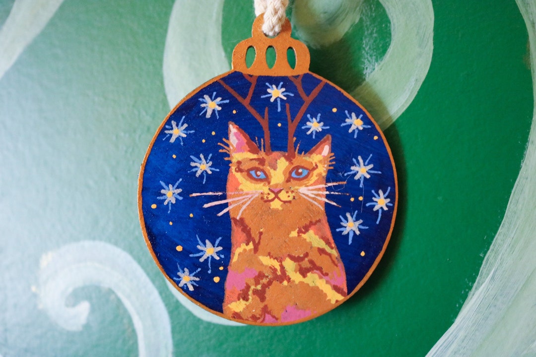 Hand-painted Orange Tabby Tortoiseshell Cat Ornament / Christmas Gift ...