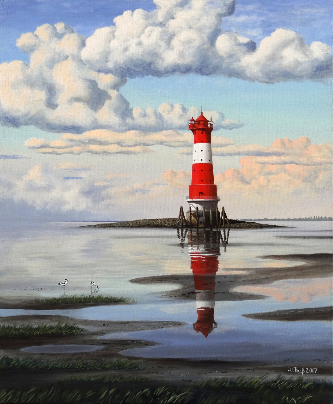 Acrylic Painting as Photo Hard Foam Alu-dibond - Lighthouse Arngast ...