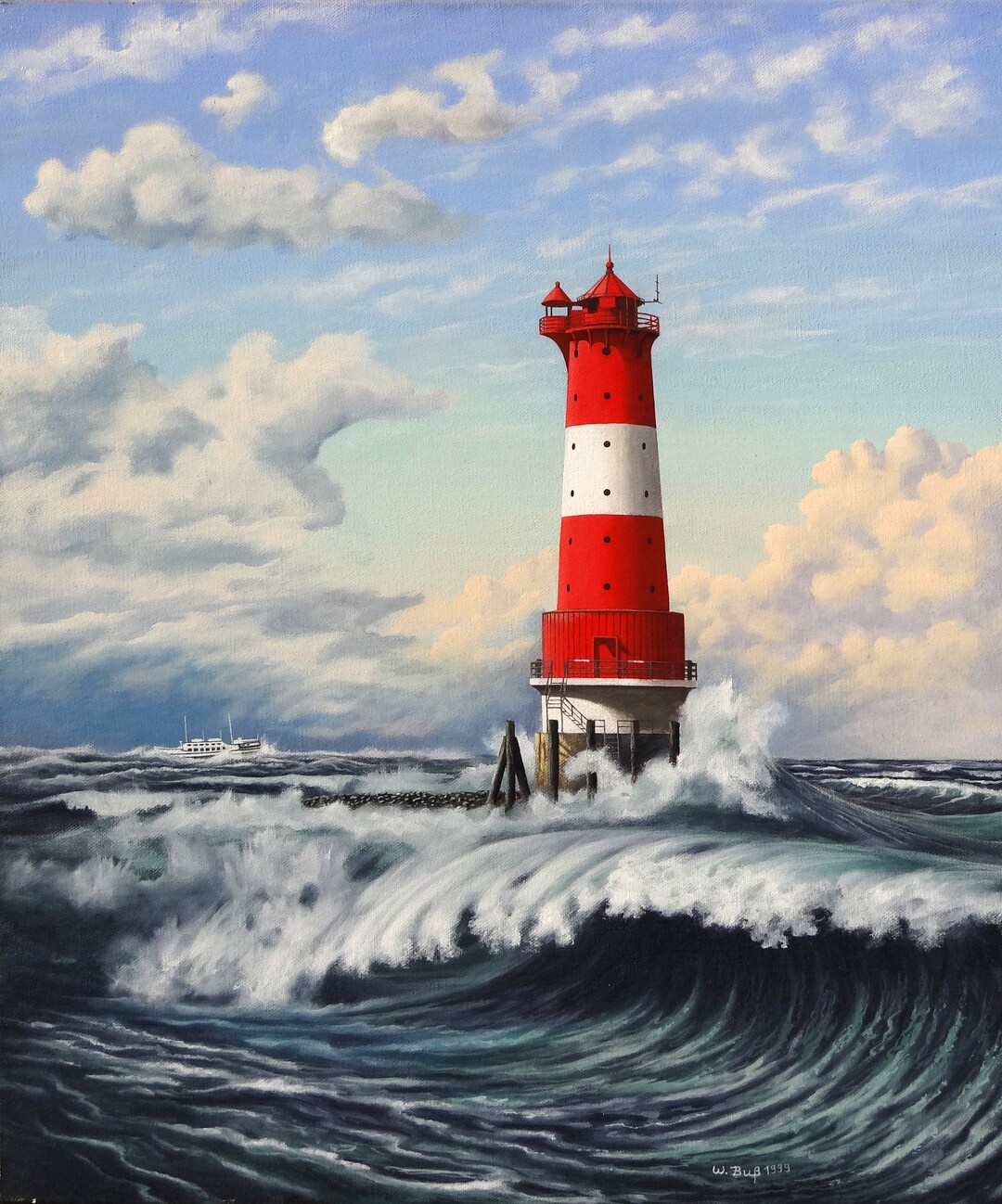 Acrylic Painting as Photo Hard Foam Alu-dibond - Lighthouse Arngast ...
