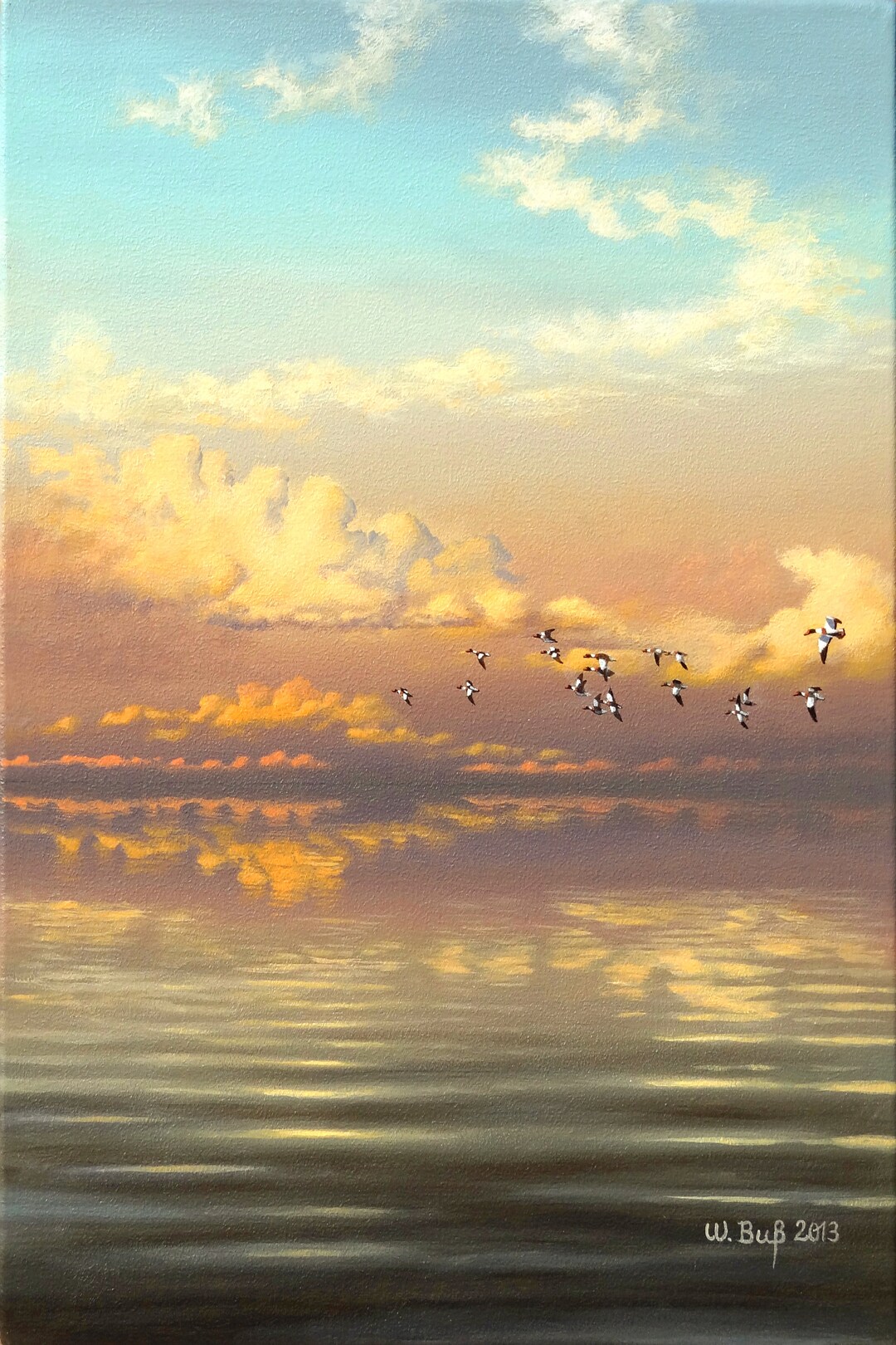 Acrylic Painting Realistic Print Shelducks Geese Birds Sea Sea Dangast ...