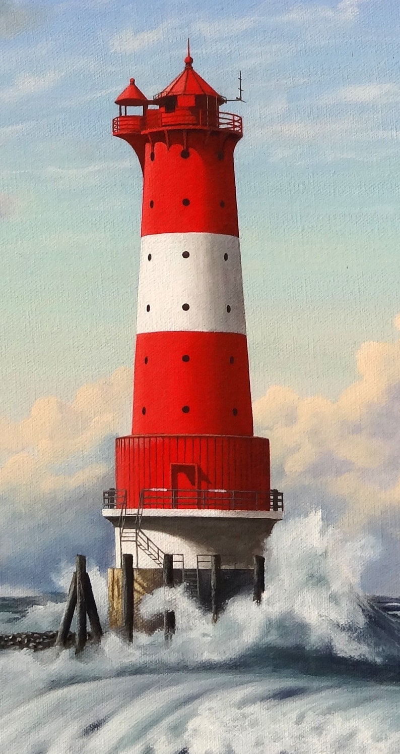 Acrylic Painting as Photo Hard Foam Alu-dibond - Lighthouse Arngast ...