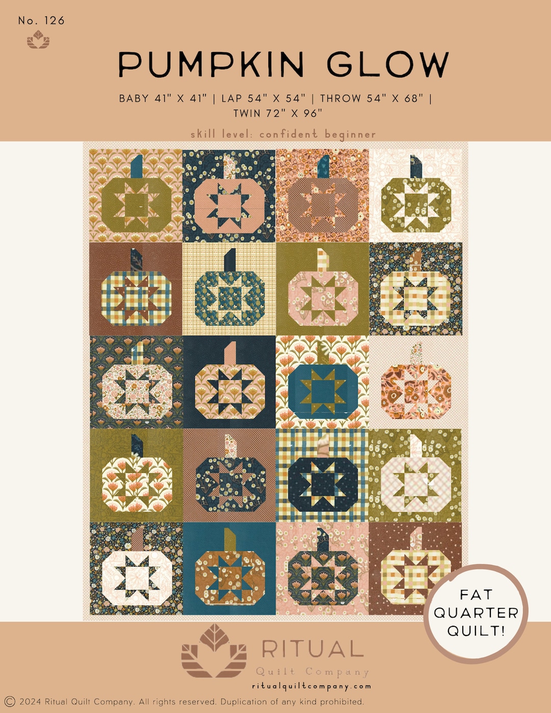 Pumpkin Glow Quilt Pattern: Fat Quarter Friendly (PDF Pattern) - Etsy