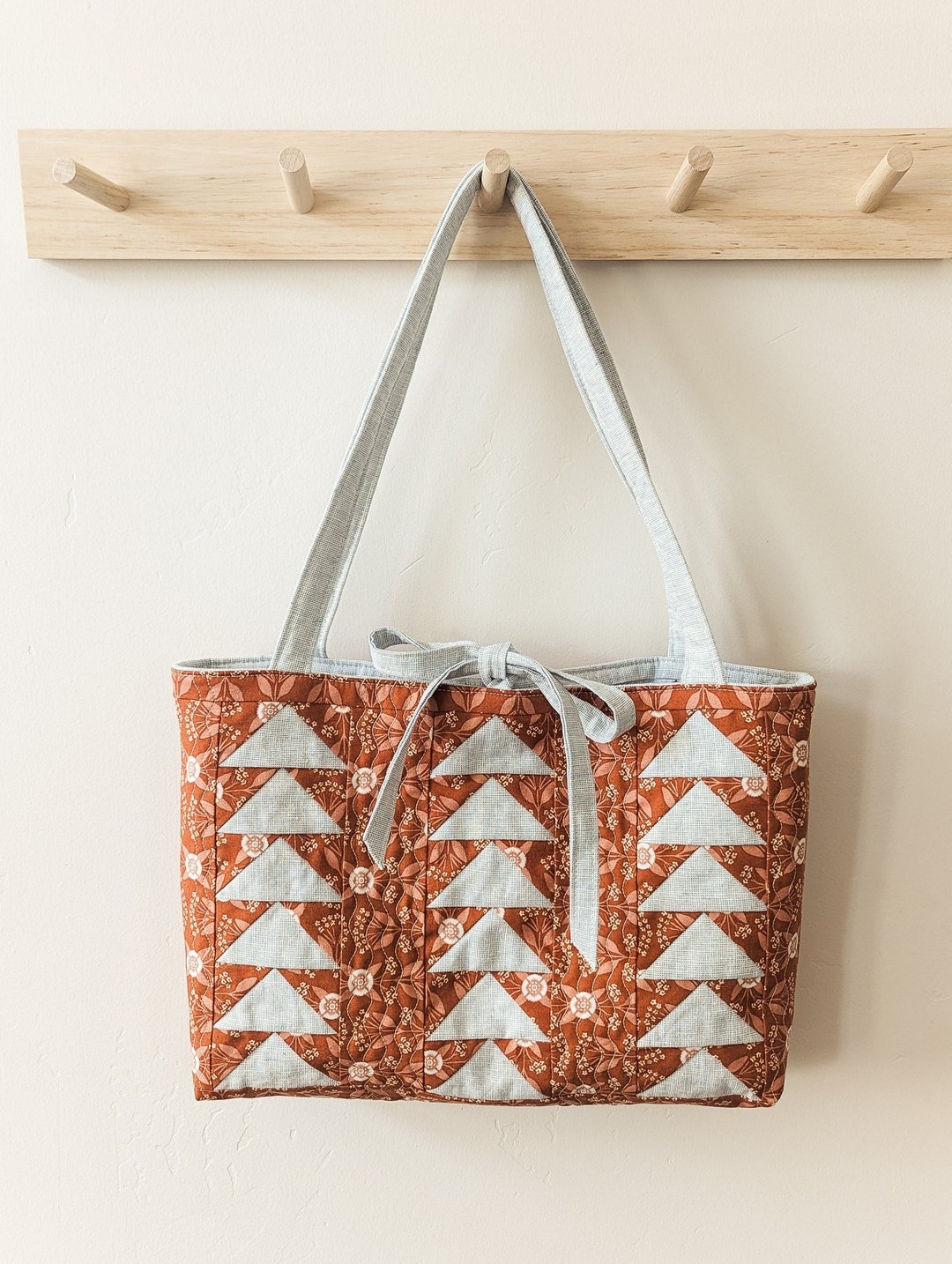 Reversible Quilted Tote Bag Pattern: Flying Geese Design (PDF Pattern ...