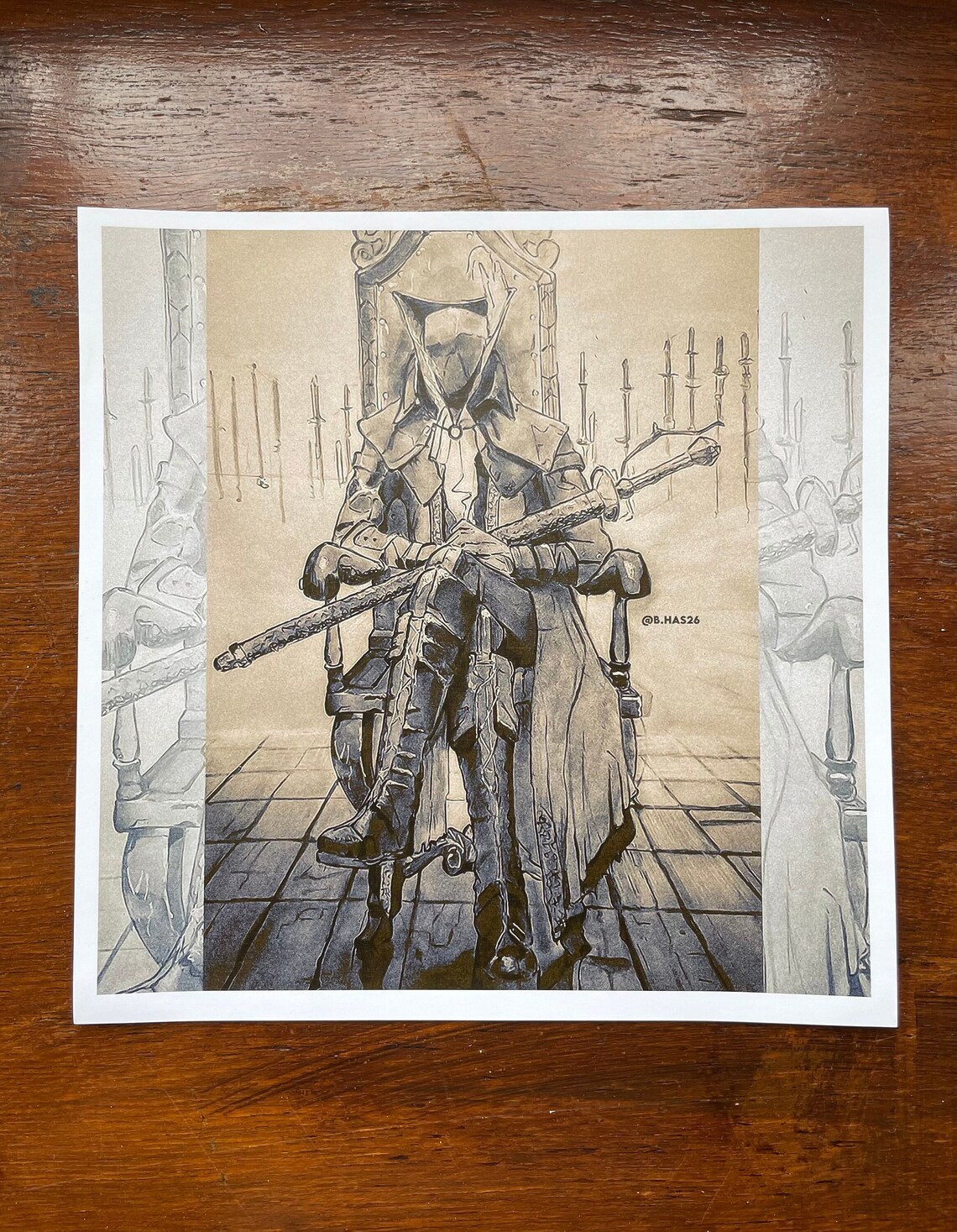 Lady Maria Bloodborne Pencil Drawing, 210x210mm, 115gsm Silk Print ...