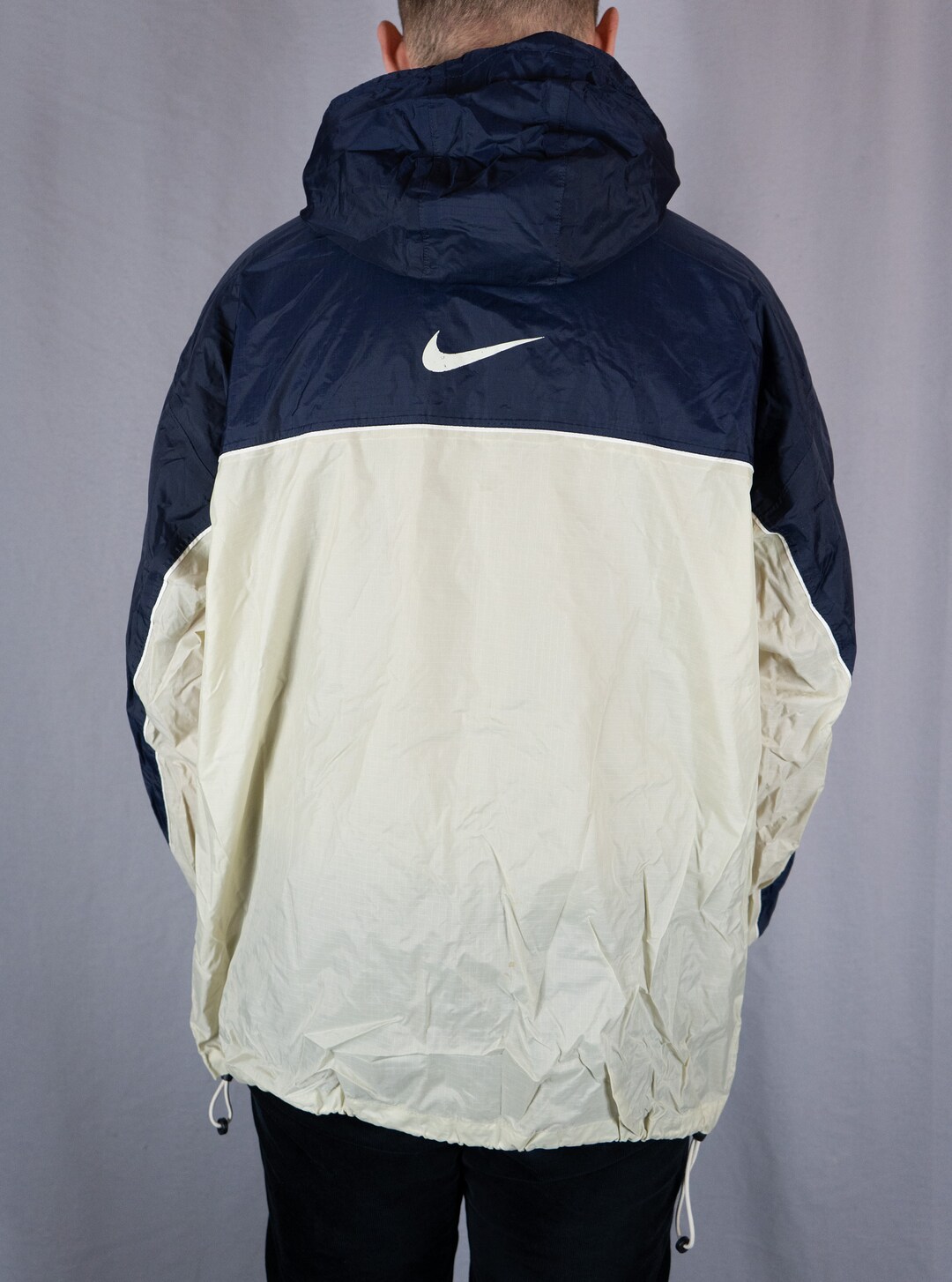 Nike Vintage Jacket L Rain Jacket Mini Swoosh Beige Spell Out - Etsy