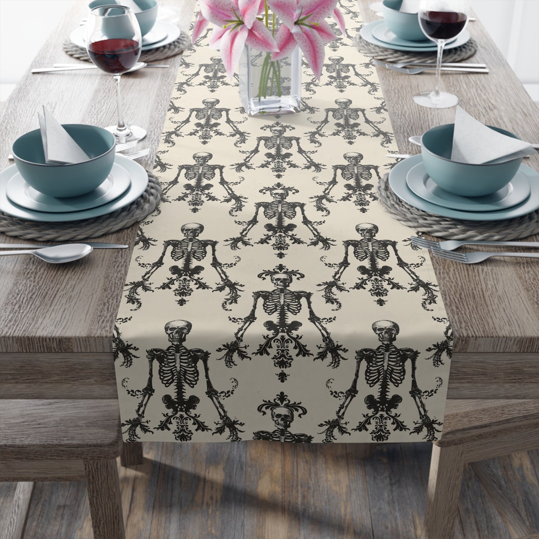 Skeleton Table Runner Halloween Skeleton Table Decor Halloween Elegant ...