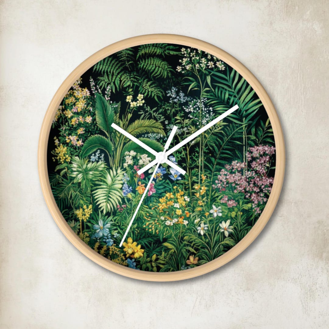 Botanical Wall Clock Floral and Plant Wall Decor - Etsy