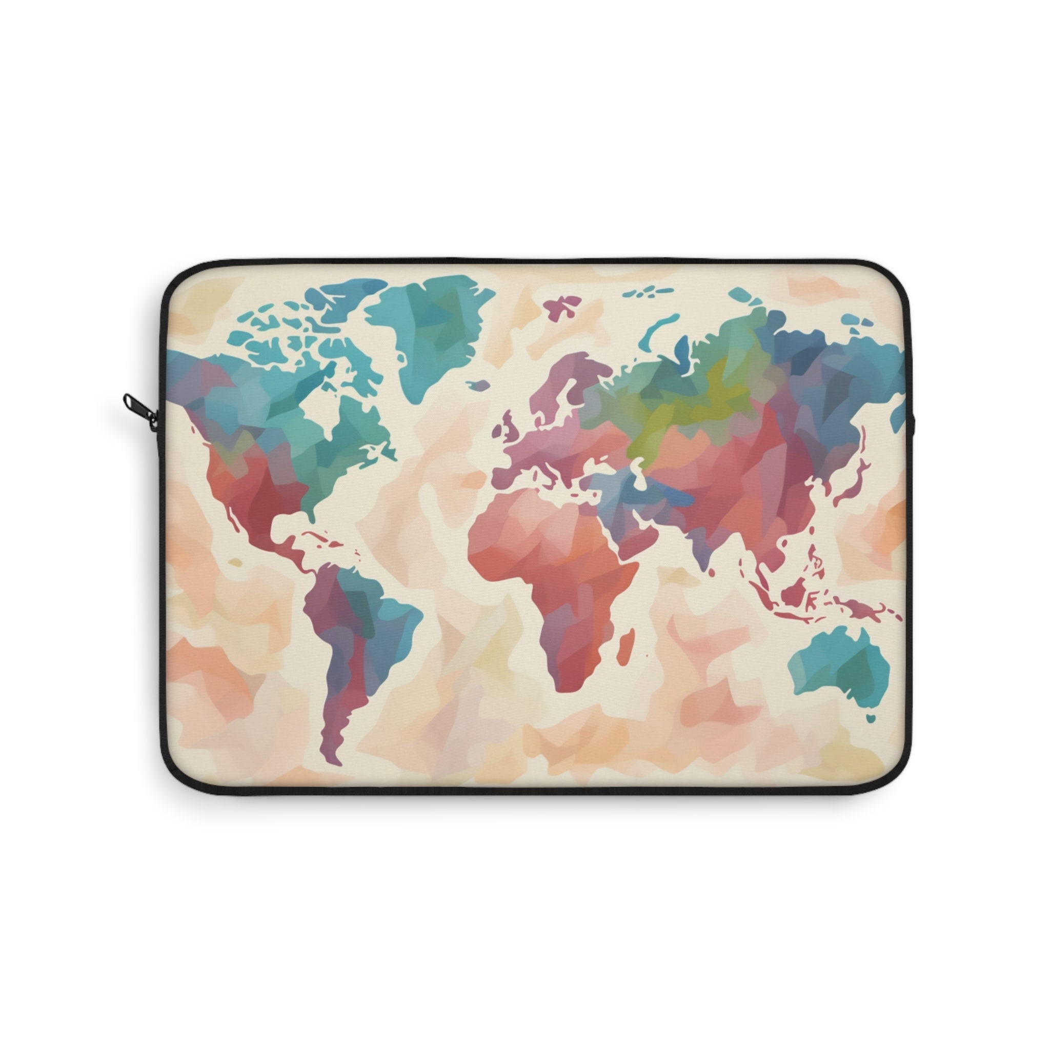 World Map Laptop Sleeve Map Laptop Sleeve Beige Vivid Colors Laptop ...