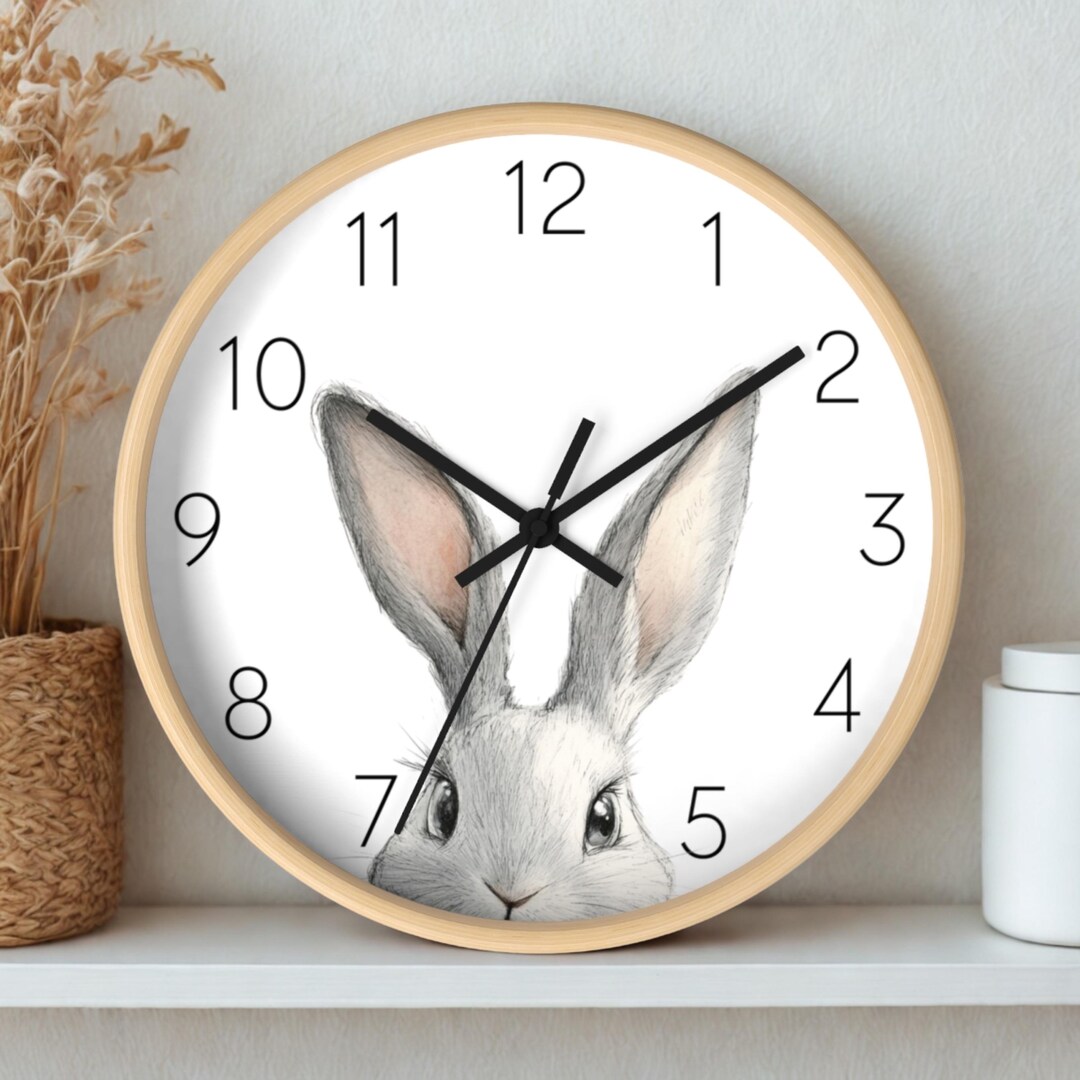 Nursery Bunny Clock: Easter Rabbit Wall Decor for Kids - Etsy
