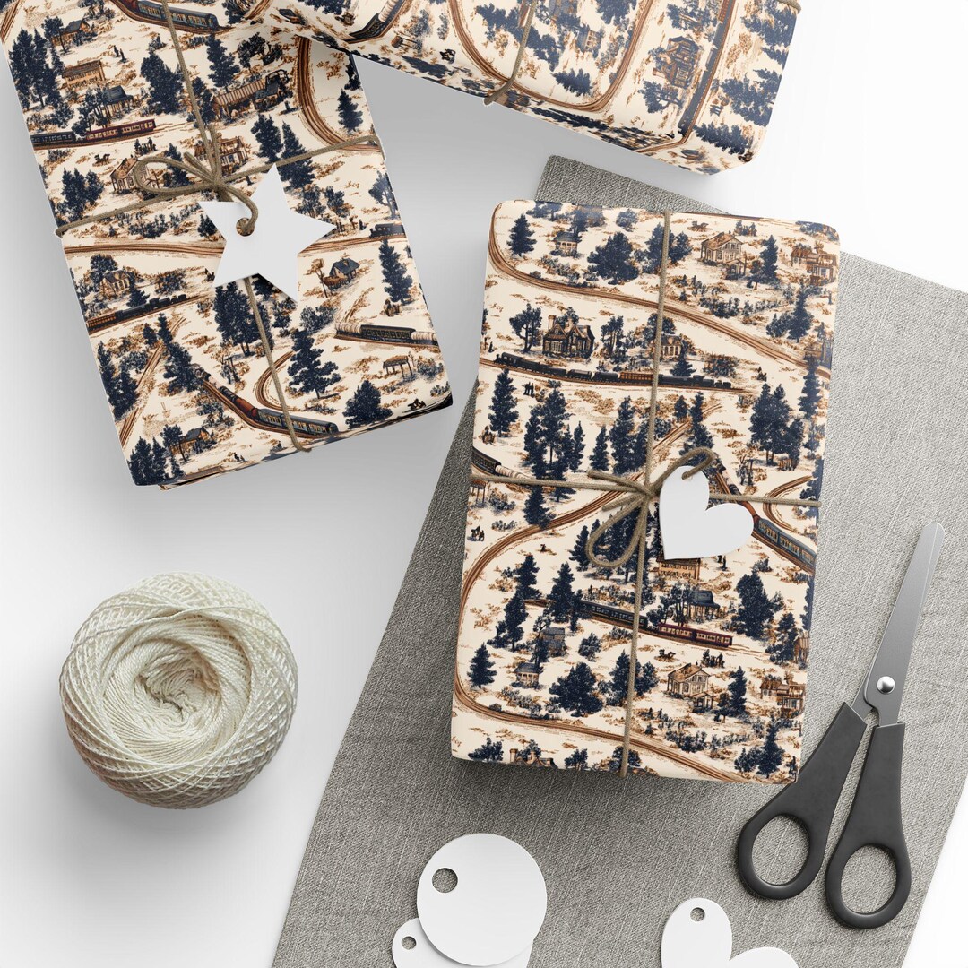 Vintage Trains Wrapping Paper Elegant Train Gift Wrap for Railway ...