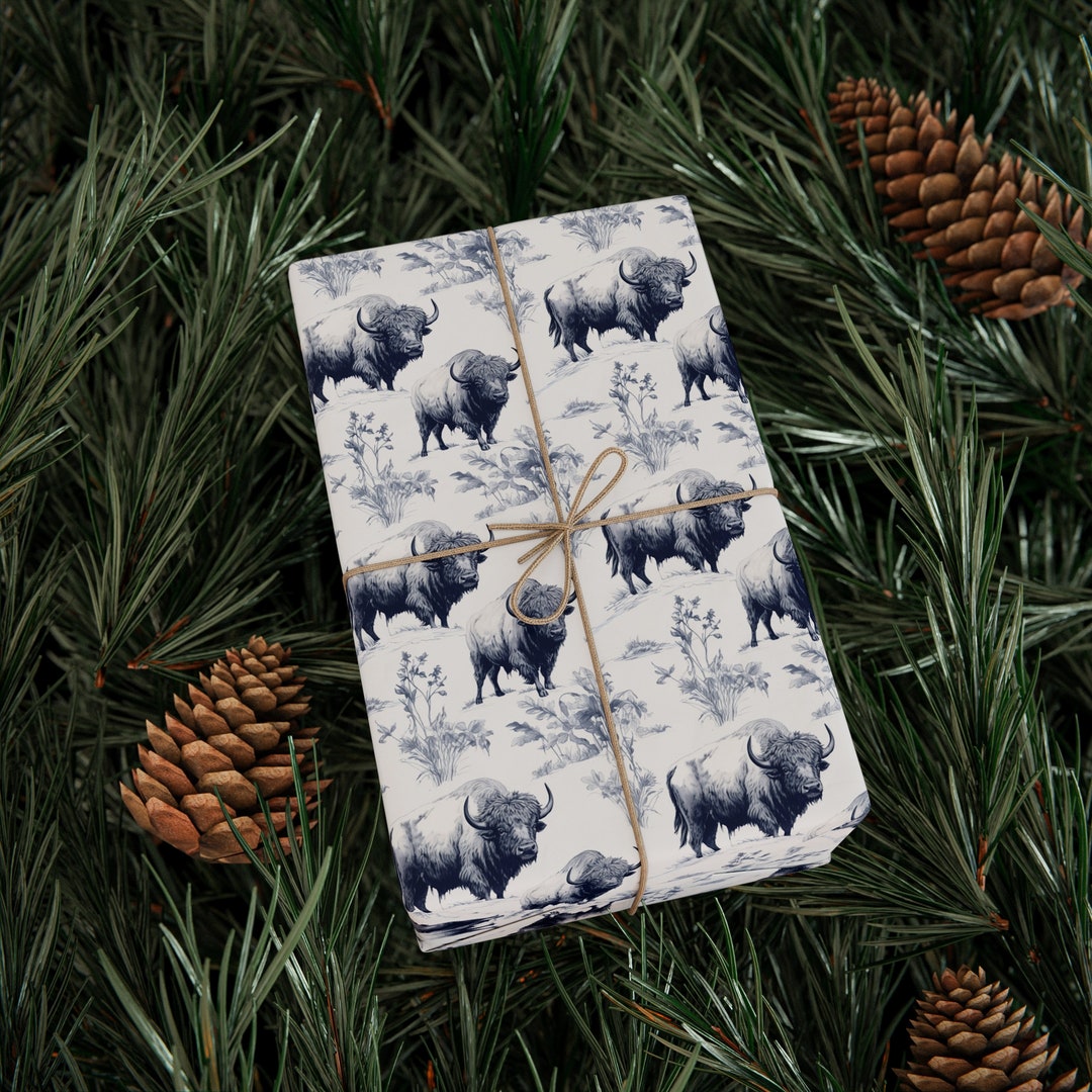 Buffalo Toile Wrapping Paper: Bison Rustic Gift Wrap, Wildlife Nature ...
