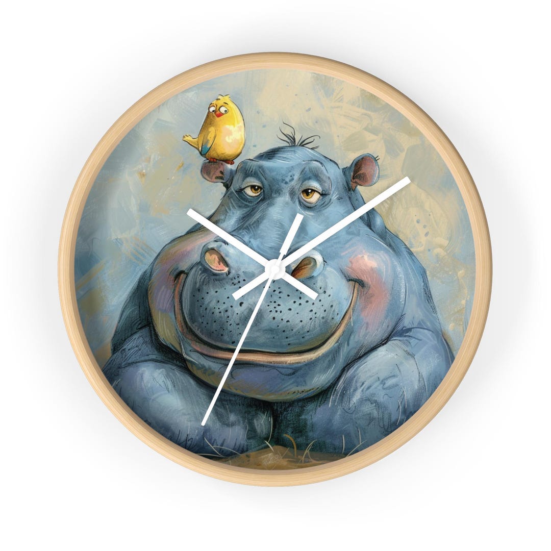 Hippo Clock Cute Hippo Kids Decor Hippo Nursery Decor Playful Wall ...