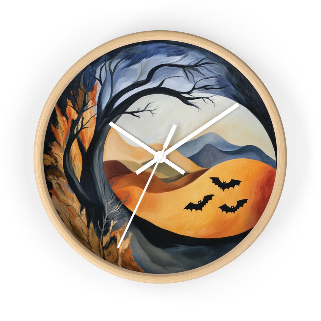 Halloween Clock Bats Abstract Halloween Clock Spooky Accent Clock ...