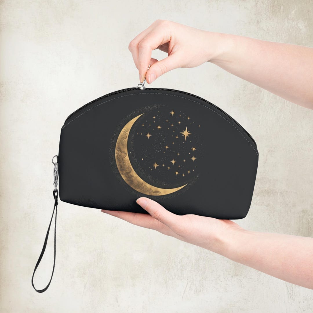 Moon Makeup Bag Crescent Moon Lover Gift Travel Cosmetic Bag - Etsy