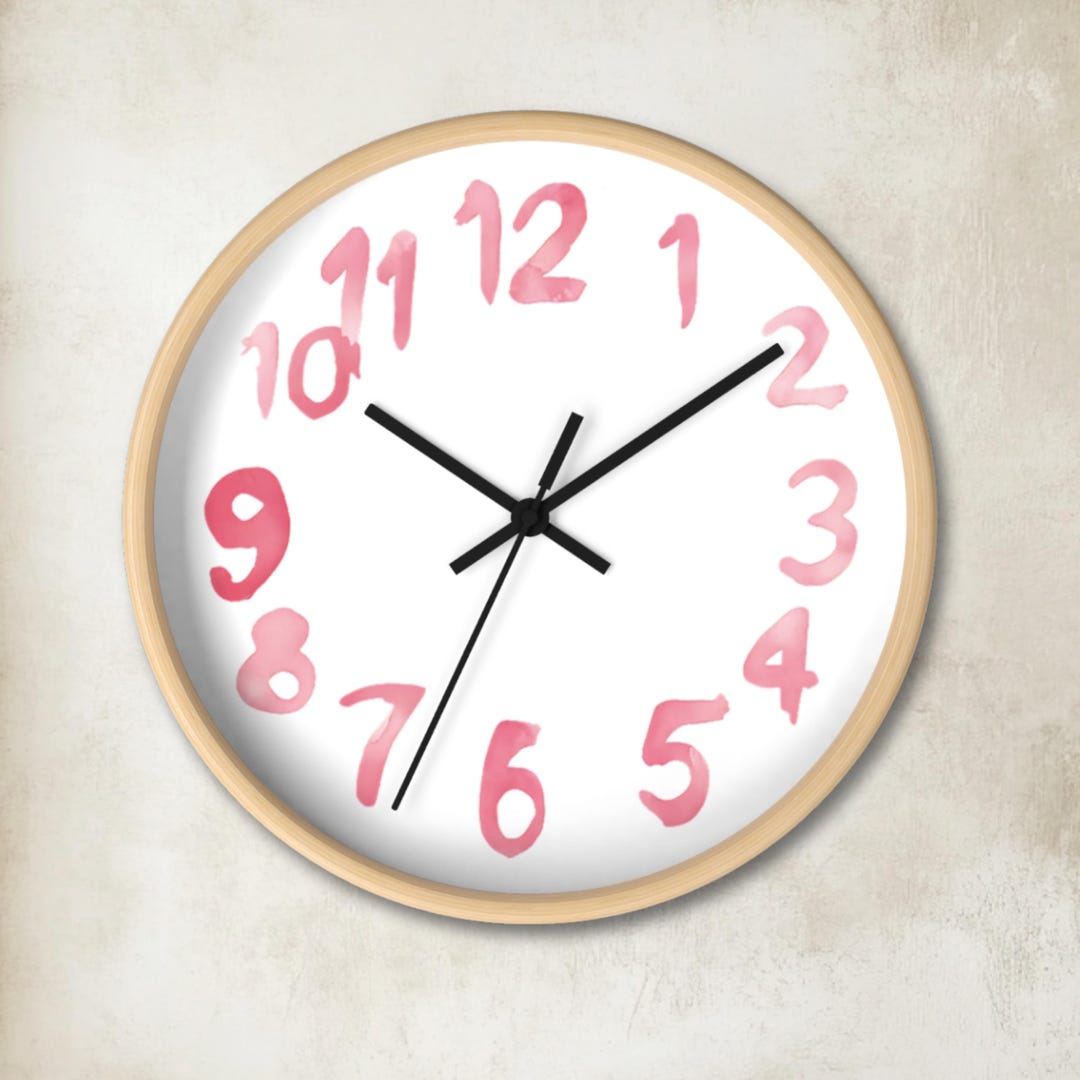 Pink Numbers Wall Clock Minimalist Modern Decor - Etsy