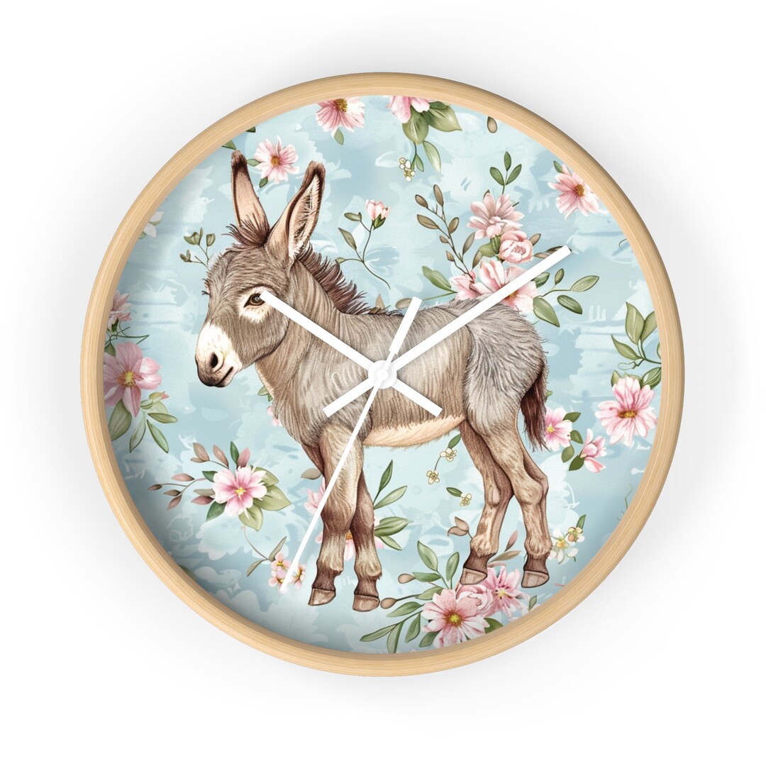 Donkey Clock Cute Blue Donkey Wall Decor Donkey Clock Whimsical Donkey ...