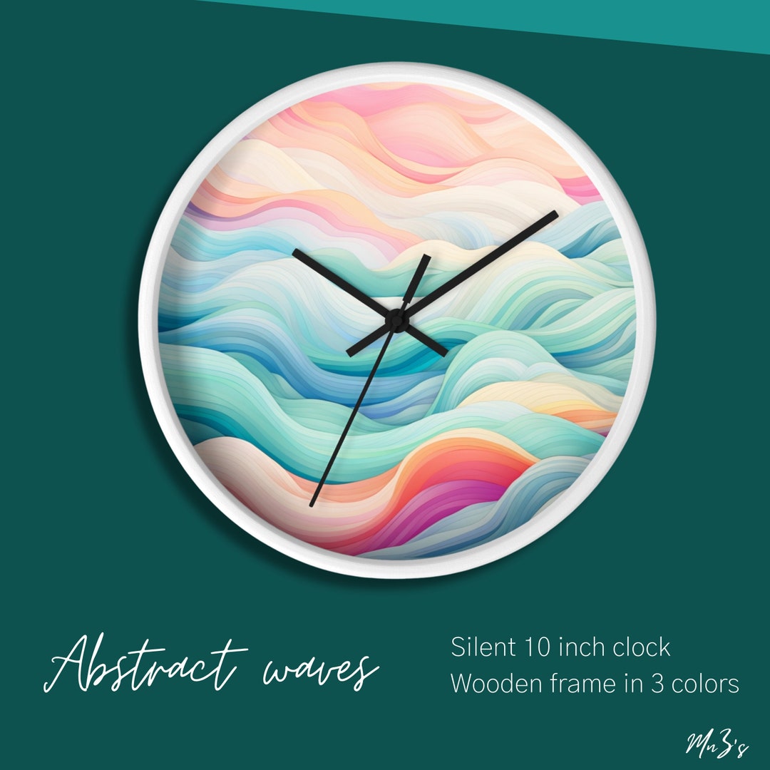 Colorful Pastel Clock Pastel Kids Wall Clock Pastel Wall Decor Colorful ...