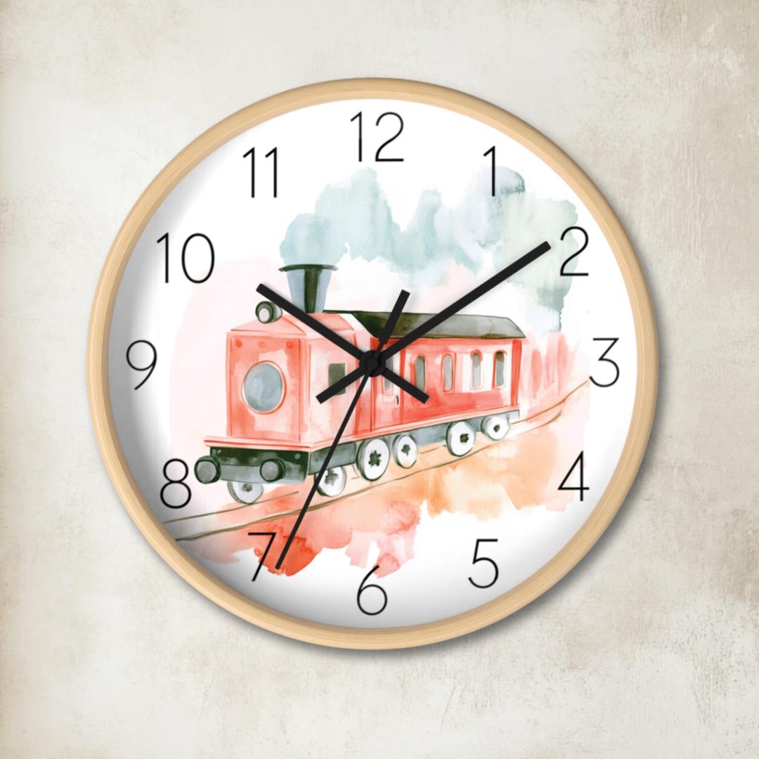 Train Wall Clock Kids Locomotive Wall Decor - Etsy