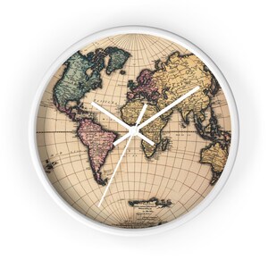 World Map Wall Clock: Geography Home Decor, Unique Traveler Gift - Etsy