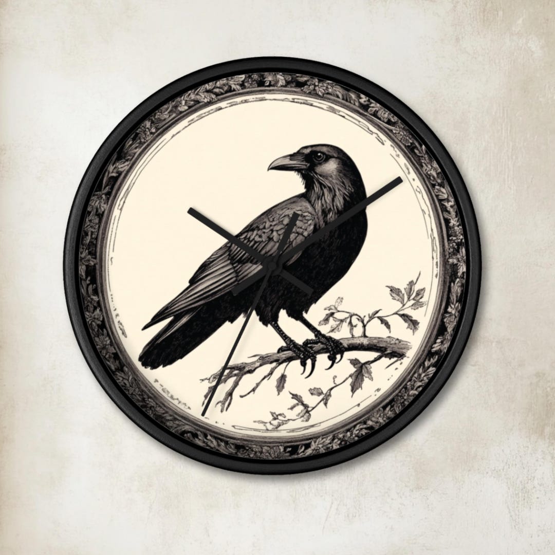 Crow Clock Gothic Crow Wall Decor Raven Clock Goth Decor - Etsy