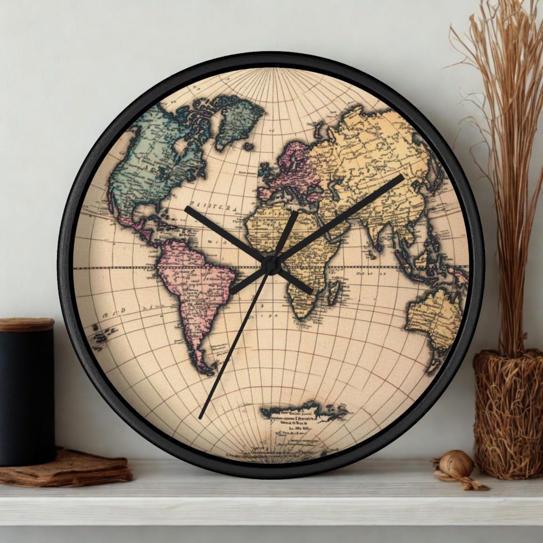 World Map Wall Clock: Geography Home Decor, Unique Traveler Gift - Etsy