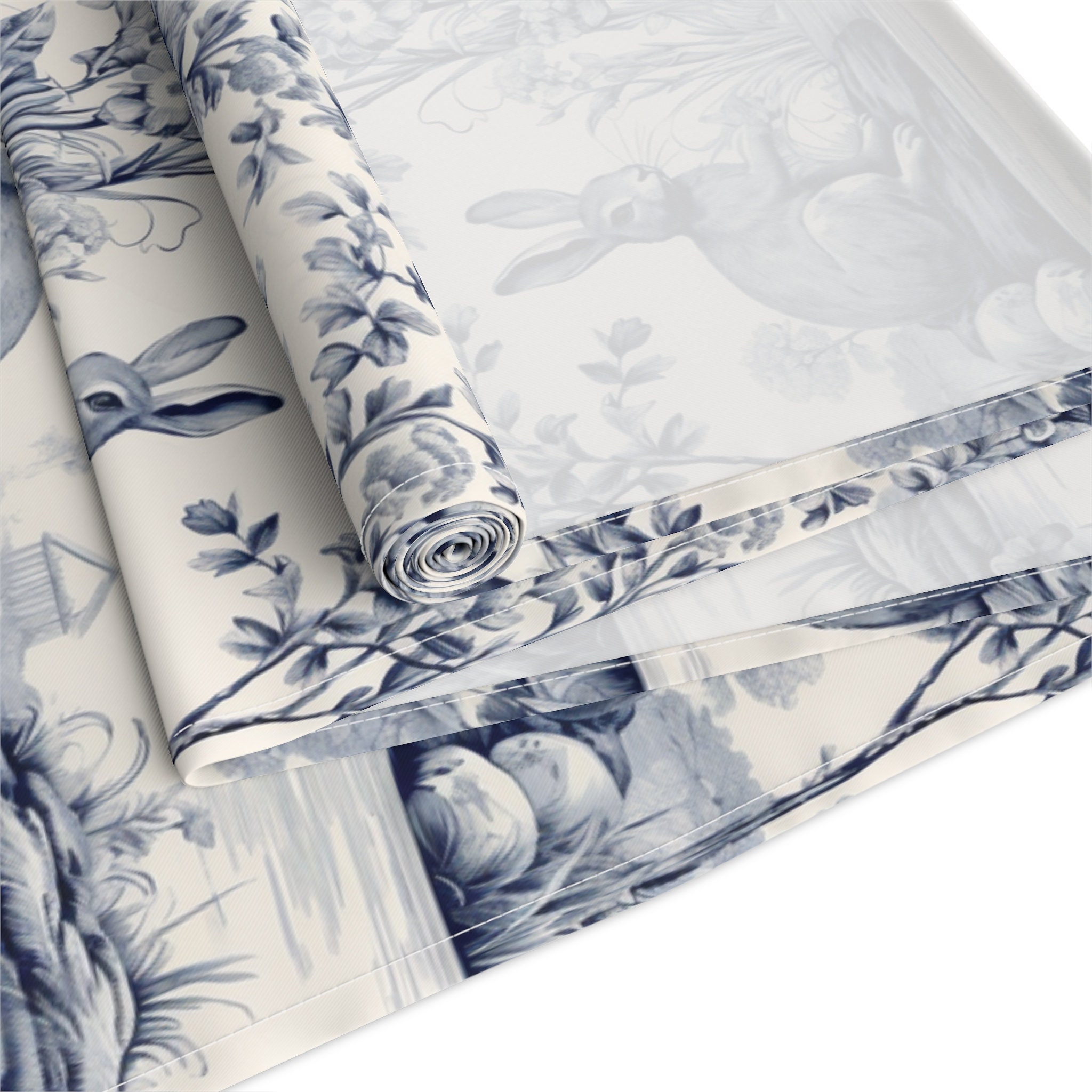 Easter Table Runner Easter Jouy Table Runner Floral Easter Rabbits ...