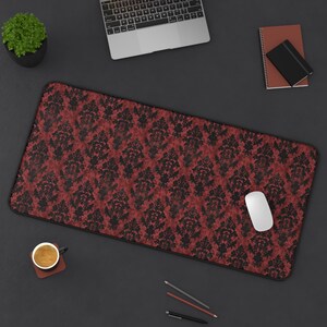 Gothic Desk Mat Red Damask Gothic Desk Pad Goth Office Decor - Etsy