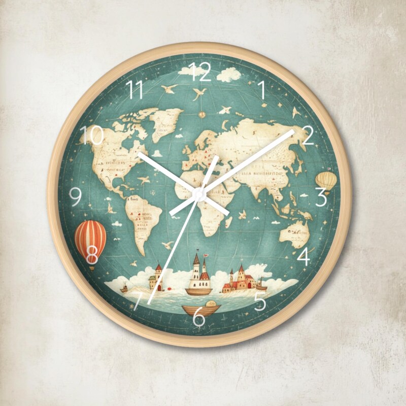 World Map Wall Clock - Etsy