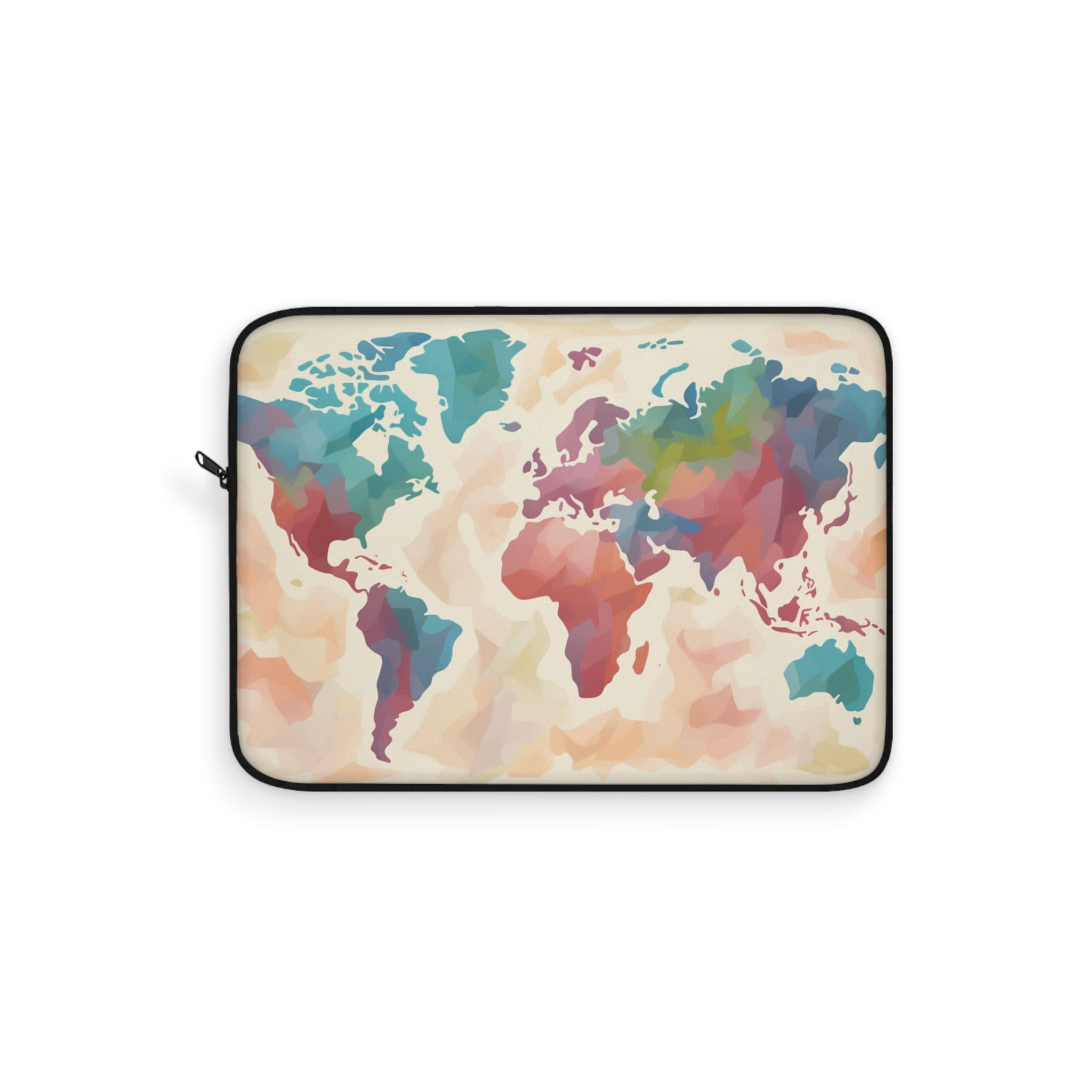 World Map Laptop Sleeve Map Laptop Sleeve Beige Vivid Colors Laptop ...