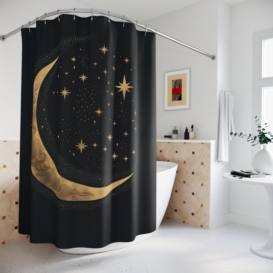 Moon Crescent Shower Curtain Celestial Bathroom Decor for Moon Lover - Etsy