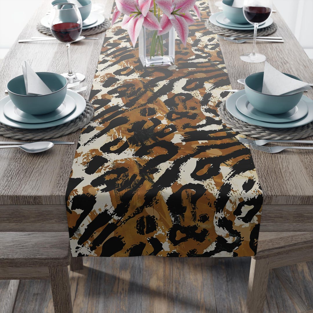 Animal Print Table Runner Animal Print Brown Table Decor - Etsy