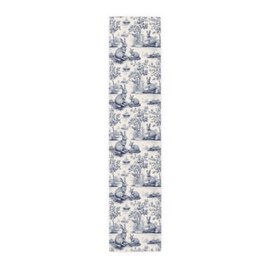 Easter Table Runner: French Toile Floral Bunny Rabbits - Etsy
