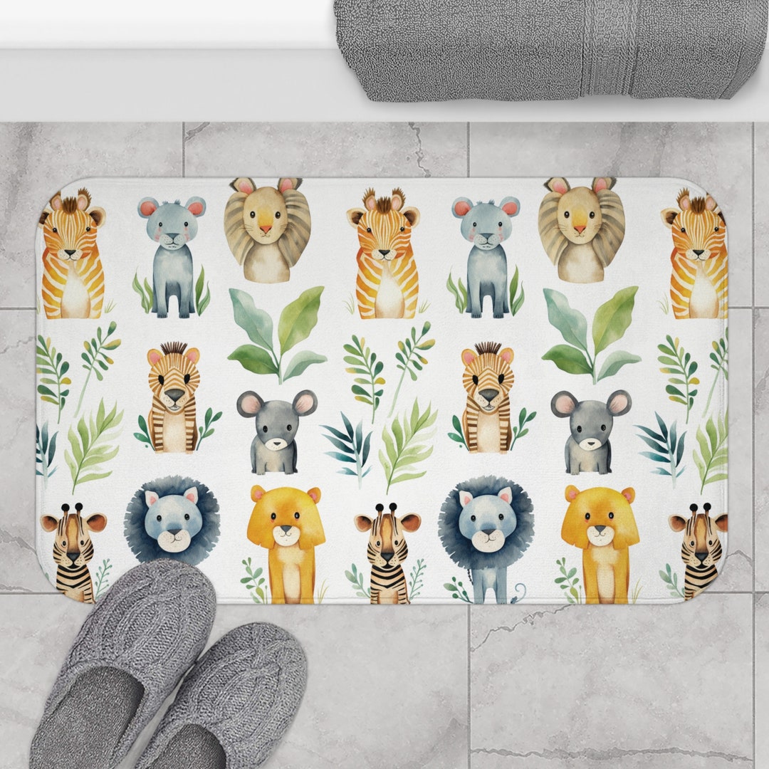 Jungle Animals Bath Mat Kids Bathroom Carpet Microfiber Mat - Etsy