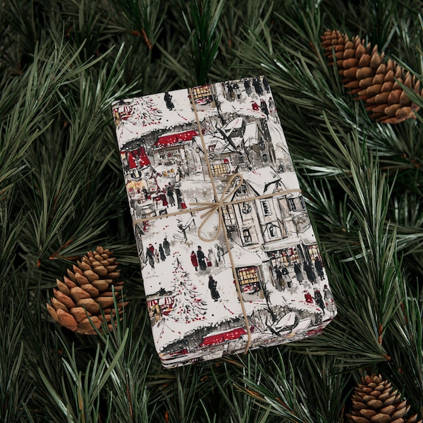 Nostaligic Vintage Santa Gift Wrap, Christmas Gift Wrap, Holiday ...