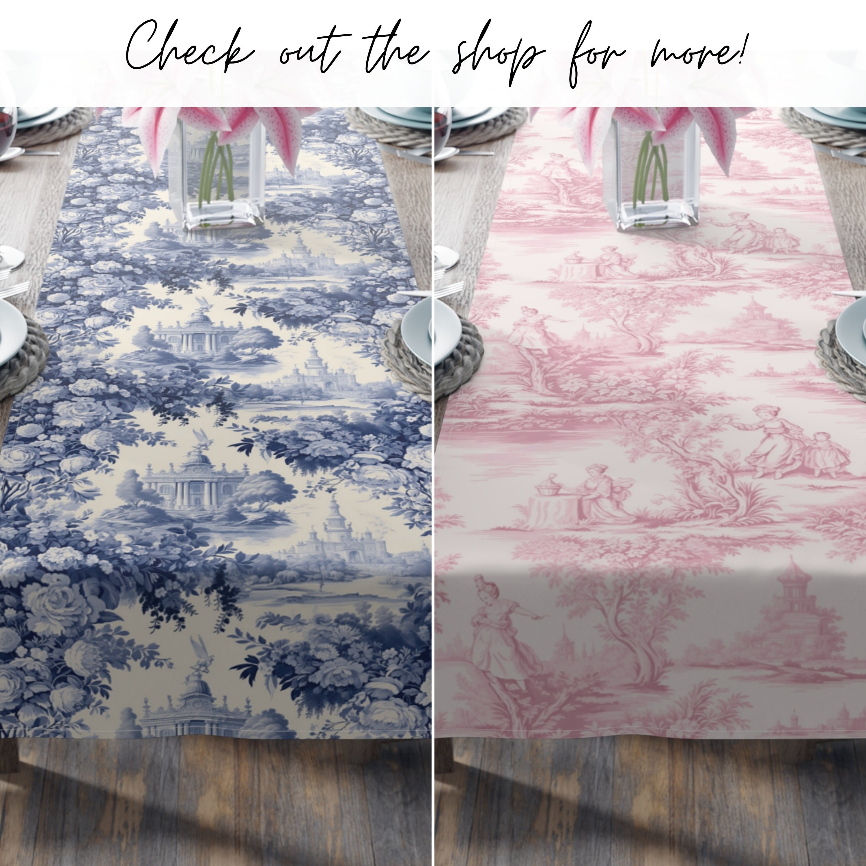Easter Table Runner Easter Jouy Table Runner Floral Easter Rabbits ...