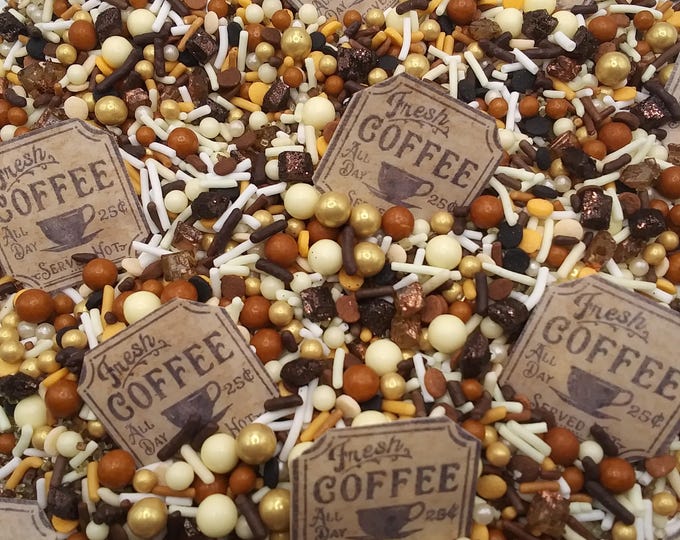 Nostalgic Coffee Shop Luxe Sprinkles W/ Edible Wafer Signs~ 3 1/2 Oz ...