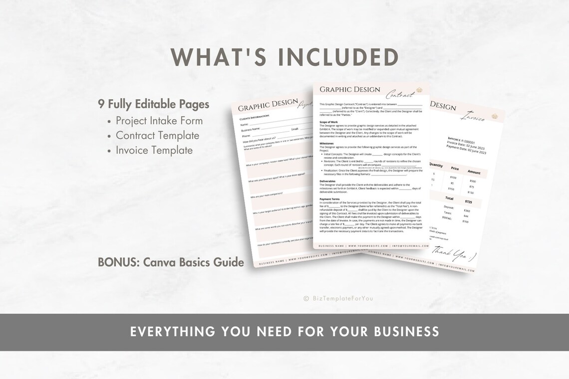 Editable Graphic Design Contract Template, Incl. Intake Form and ...
