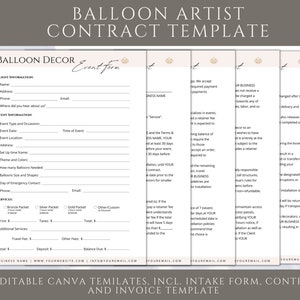 Editable Balloon Decor Contract Template Freelance Balloon - Etsy