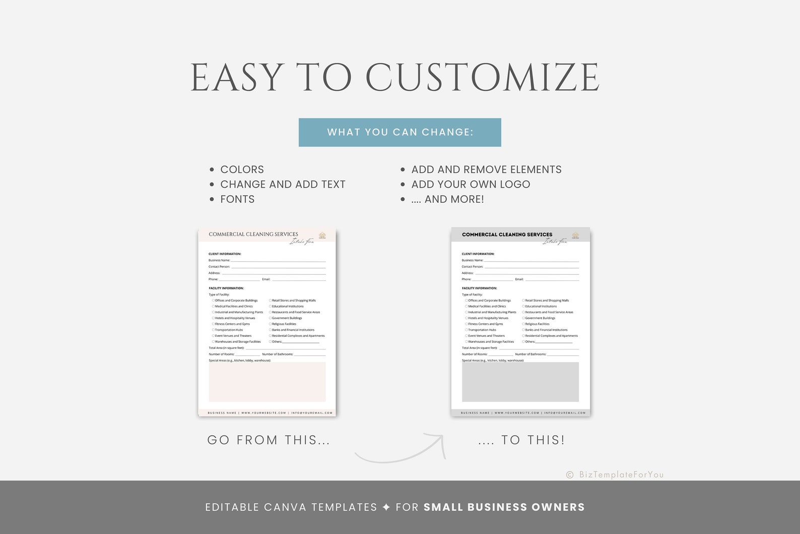 Editable Commercial Cleaning Forms Bundle, Fully Editable in Canva ...