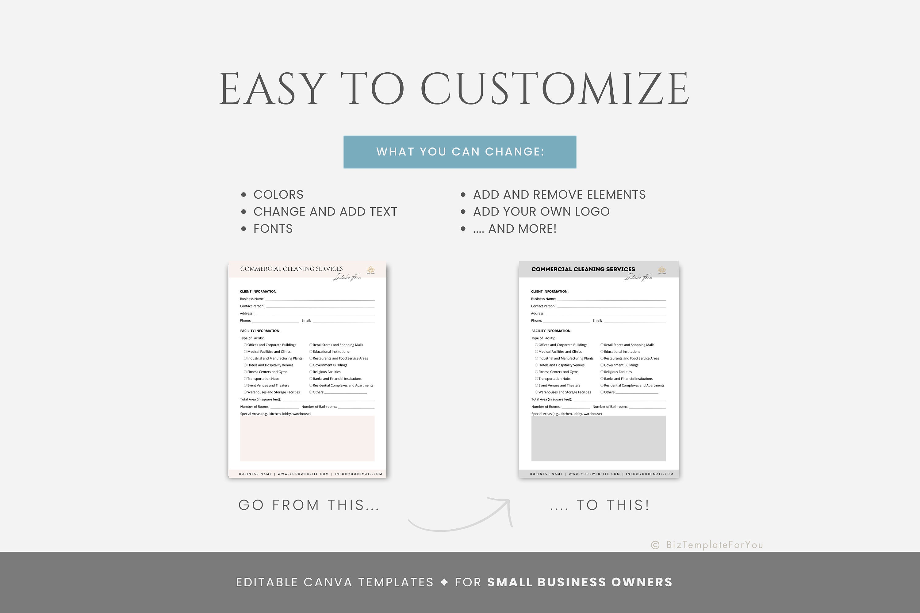 Editable Commercial Cleaning Forms Bundle, Fully Editable in Canva ...
