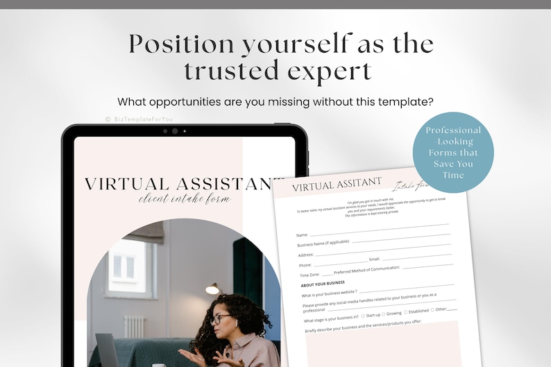 Editable Virtual Assistant Client Intake Form Template, VA Business ...