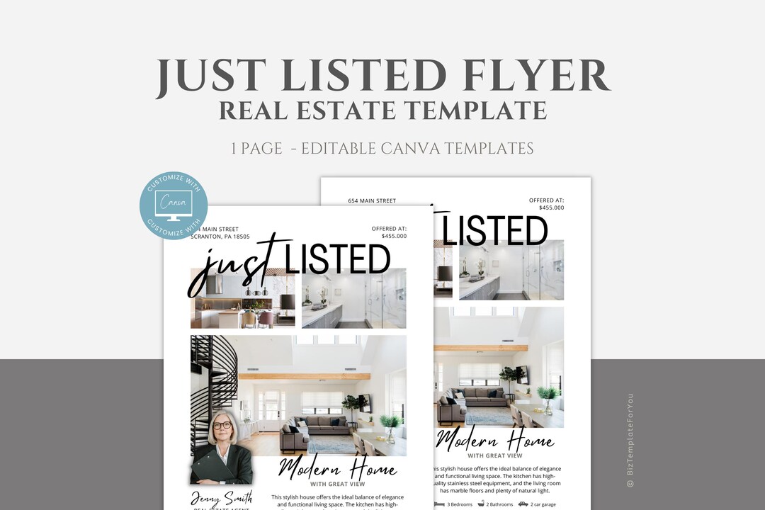 Editable Real Estate Flyer Template, Just Listed Flyer for Realtors ...