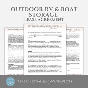 Editable Outdoor RV & Boat Storage Lease Agreement, Storage Space Lease ...