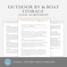 Editable Outdoor RV & Boat Storage Lease Agreement, Storage Space Lease ...