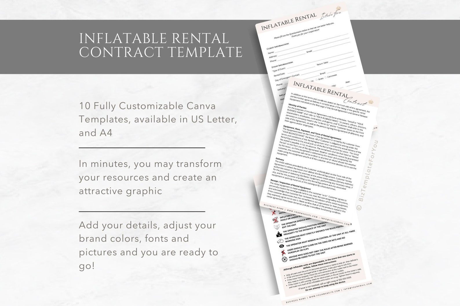 Editable Inflatable Rental Agreement Template, Bounce House Rental ...