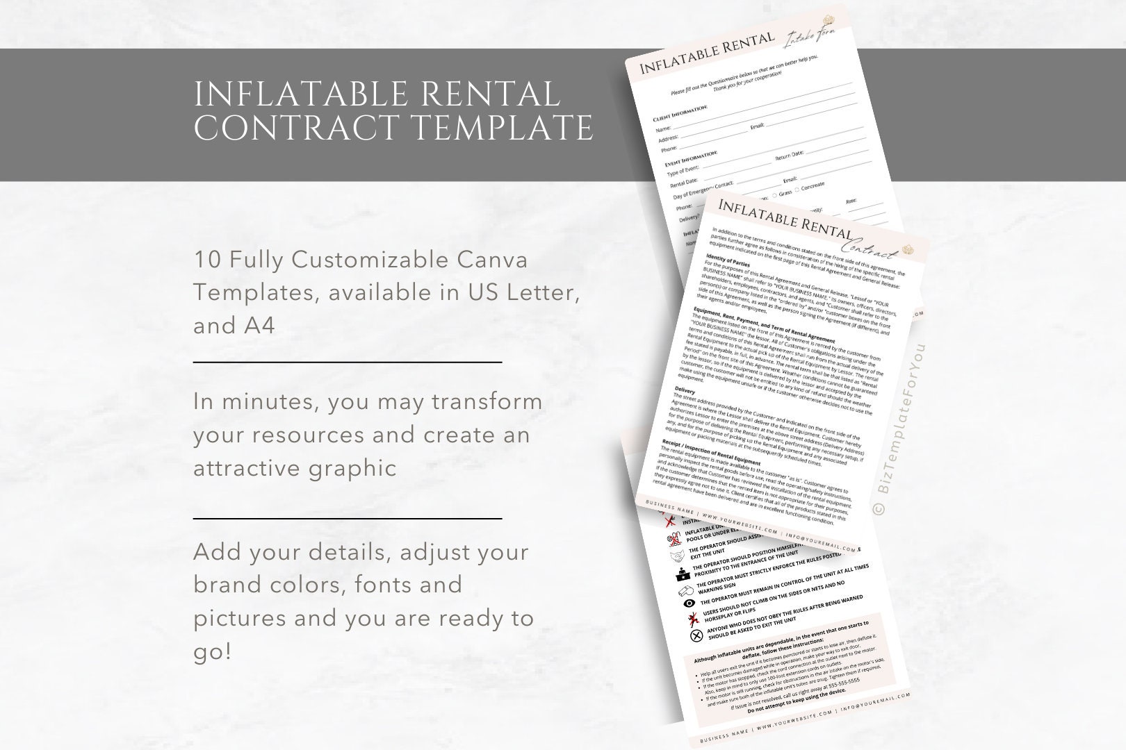 Editable Inflatable Rental Agreement Template, Bounce House Rental ...