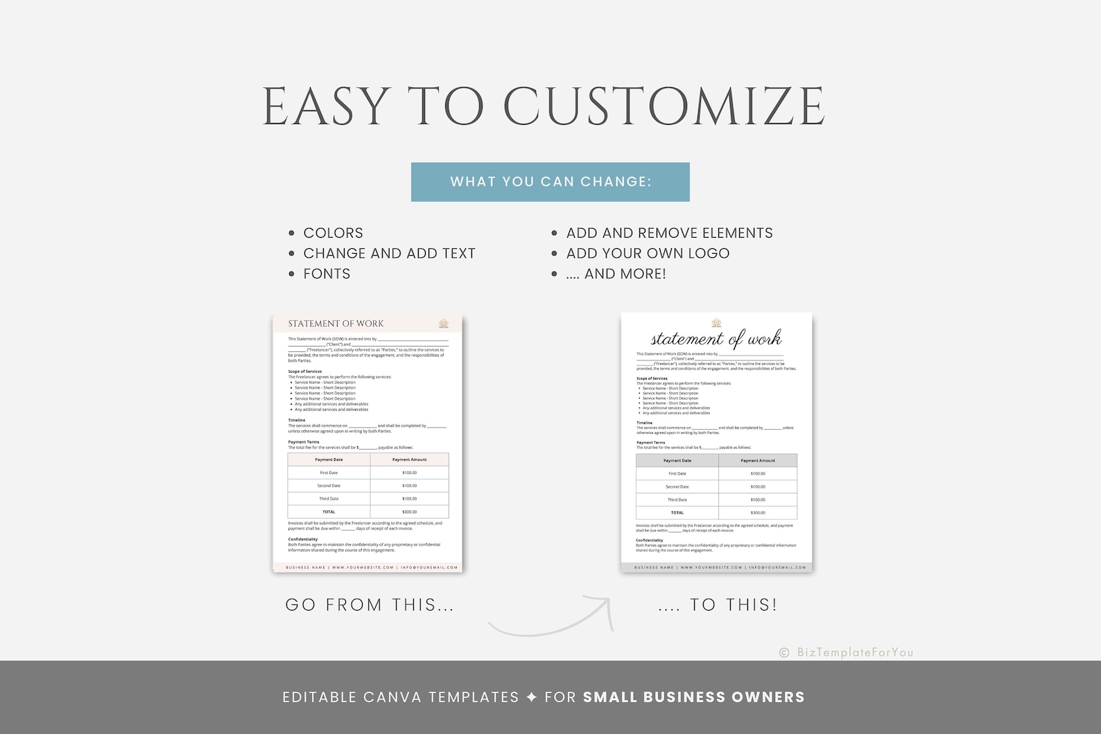 Editable Statement of Work Template, Scope of Work, Freelancer SOW ...